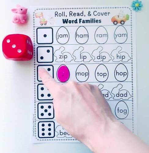 Easter Roll, Read & Cover: CVC Word Game for Spring Kindergarten ...