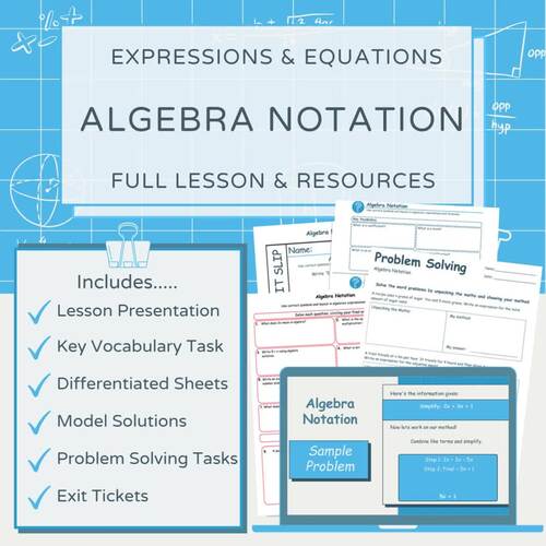 Algebra Notation – Full Lesson with Differentiated Resources (Grades 6–7)