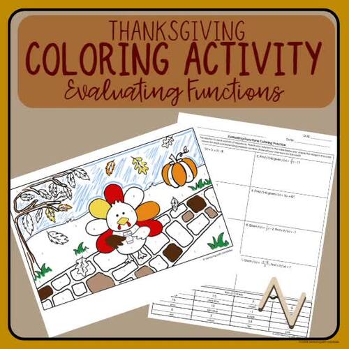 Thanksgiving Evaluating Functions Coloring Activity | Fall Algebra I ...