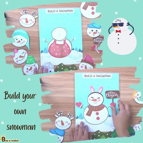 Build a snowman- winter busy book activity by Bee a maker | TPT