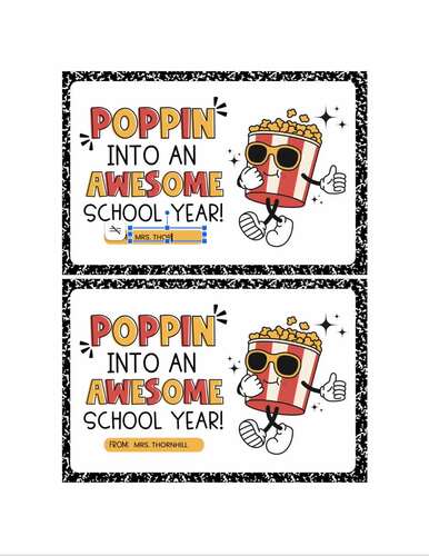 Back to School Popcorn Gift Tags for Meet the Teacher Night | TPT