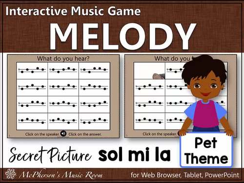 Solfege Music Game & Activity Sol Mi La Reveal the Secret Picture Pet