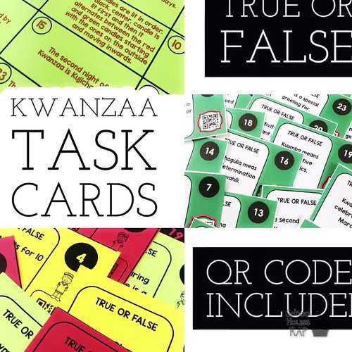 Kwanzaa True or False Task Cards with QR Codes by School House Rap