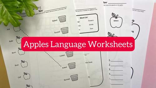 Apple Language Worksheets and Activities for Speech Therapy No Prep
