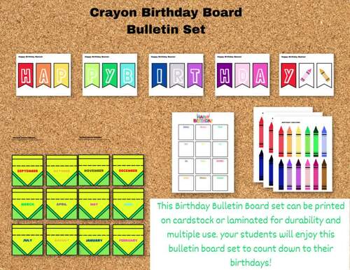 Birthday Board, Cupcake birthday bulletin board set, Birthday Chart ...