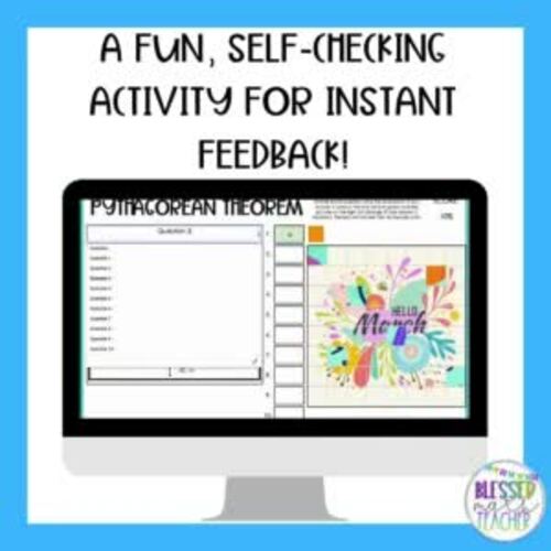 Pythagorean Theorem Mystery Picture Digital Activity and Worksheet - Pi Day
