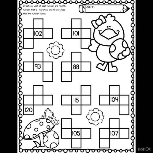 Spring Theme Math Puzzles | 10 More and 10 Less within 120 Worksheets