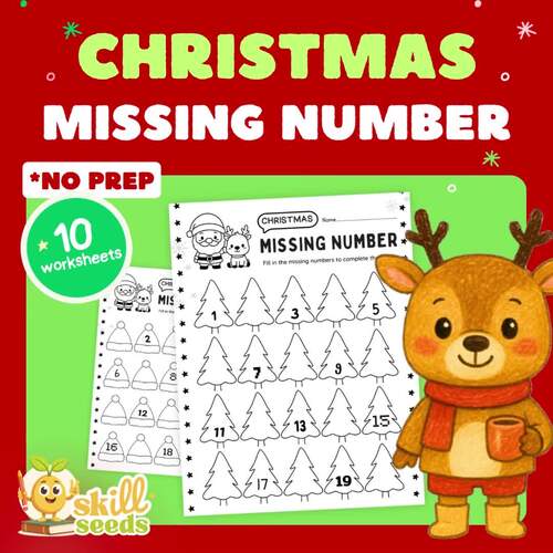 Christmas Missing Number Worksheets | Count to 20 | No Prep Math Activities