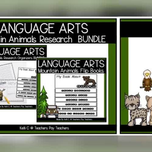Animal Research Templates and Flip Books for Mountain Animals BUNDLE