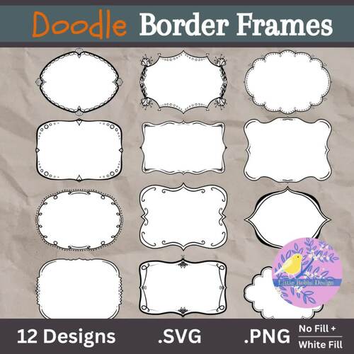 Doodle Border Frames Clipart by Little Robin Designs | TPT