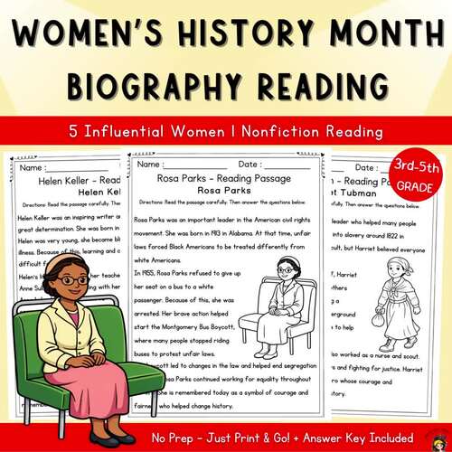 Women’s History Month Biography Reading Passages with Questions ...