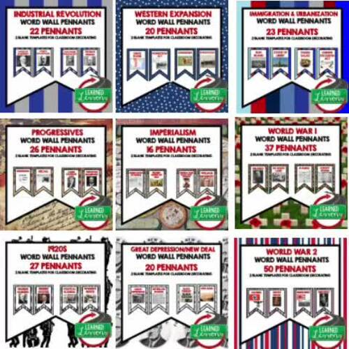 Industrial Age Word Wall Pennants US History Word Wall US History Posters