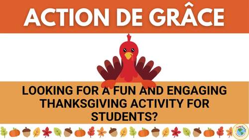 French Thanksgiving Activity Food Vocabulary Worksheet Pack Action de Grâce