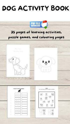 Kids Dog Themed Activity Book, Coloring & Puzzle Pages, Learning ...