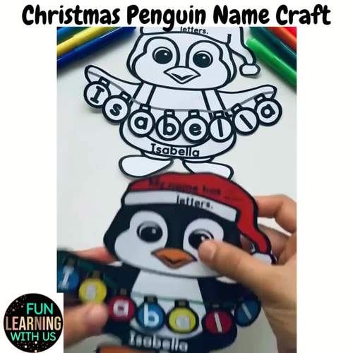 Editable Christmas Penguin Name Crafts | Winter Name Craft Activity
