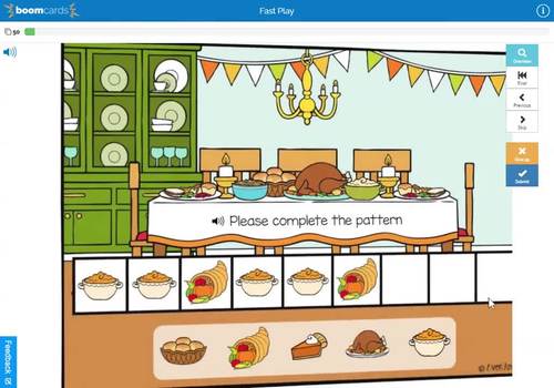 Thanksgiving Pattern Boom Cards - AB, AABB, ABC, AAB, ABB by Ever Joyful