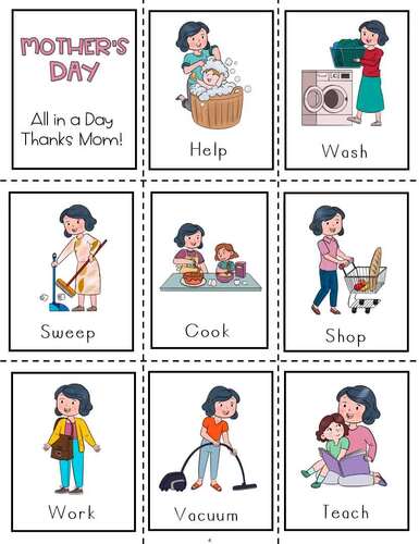 Mother's Day No Prep Worksheets and Paper Crafts by Core Connect AAC