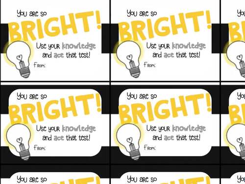 Lightbulb Testing Motivation Gift Tag- You are so BRIGHT! Use your ...