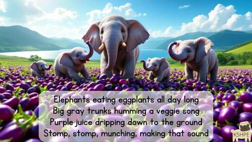 Music: Elephants Eating Eggplants Song Classroom Songs Reading Lyrics ...