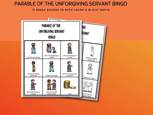 Parable of the Unforgiving Servant Bingo Set for Kids, The Unforgiving ...