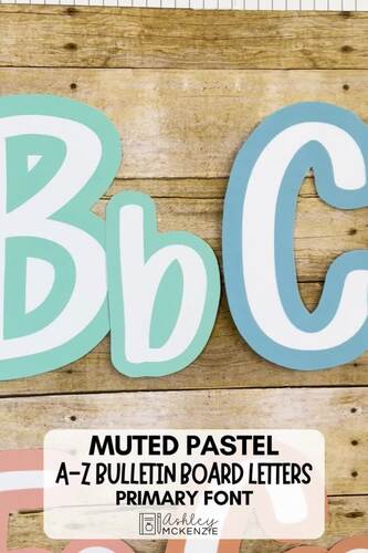 Muted Pastel Primary Font Bulletin Board Letters, A-Z, Punctuation ...