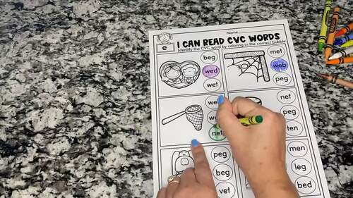 CVC Word Recognition - Word Picture Match by Blackbird Teaching Co