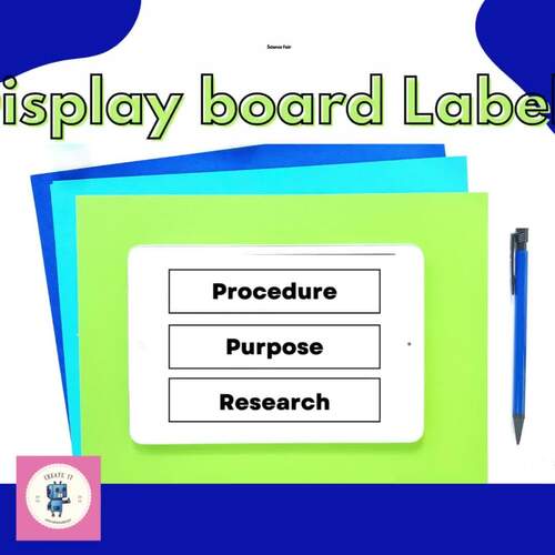 Science Fair Display Board Labels, Science Fair Project labels Garet font