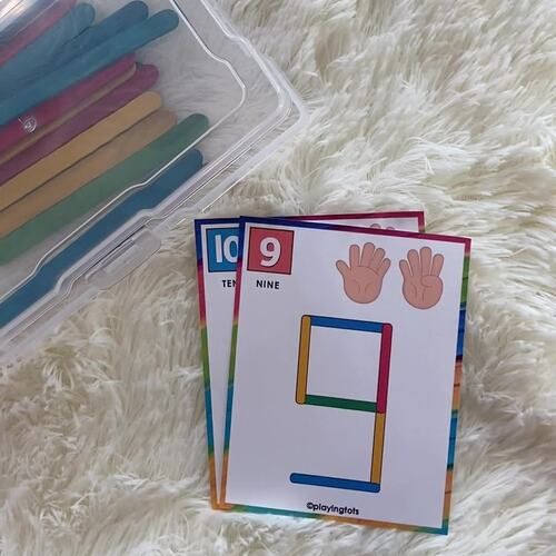 Popsicle Stick Numbers Activity, Game for Toddlers, Numbers Fine Motor ...
