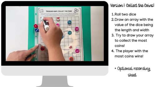 Roll an Array Commutative Property Multiplication Treasure Hunt Dice ...