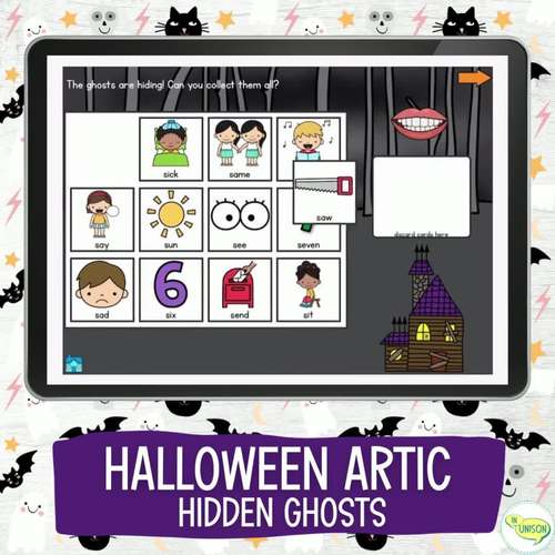 Halloween Articulation Boom Cards™ Find the Hidden Ghosts S Z R L
