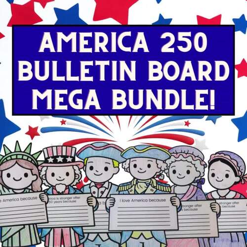 America 250 Bulletin Board Writing Kit Craft Bundle with Patriotic ...