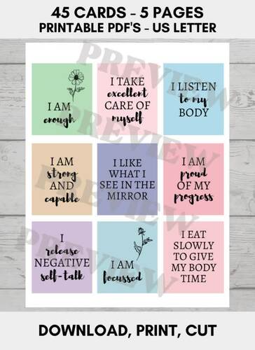 Affirmation Cards For Weight Loss | Positive Body Image Affirmations