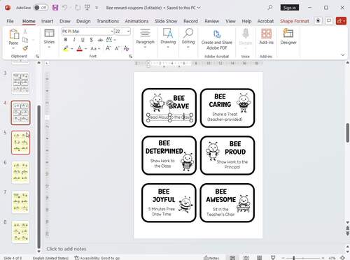 Editable Bee Theme Classroom Reward Coupons | Positive Behavior Management