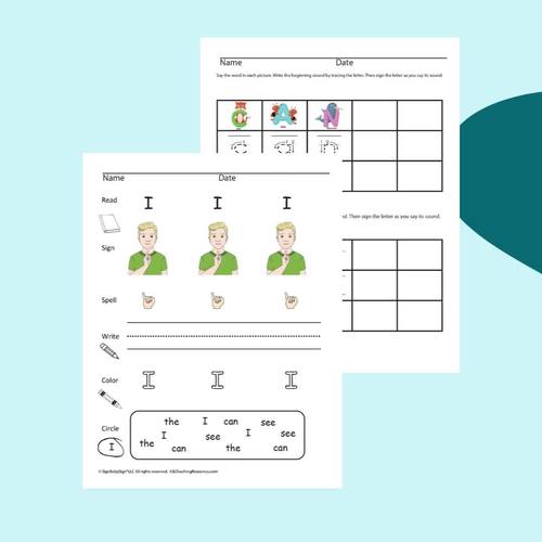 ASL Sight Words Worksheets - I, CAN, SEE, THE by ASL Teaching Resources