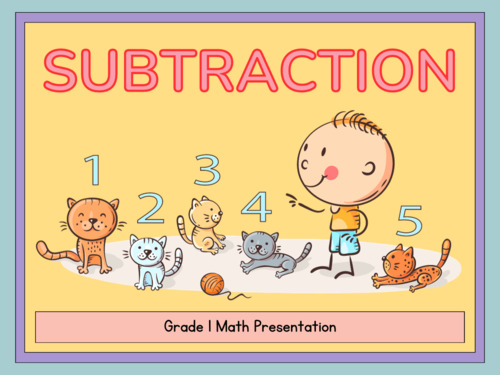 Subtraction Mathematics Quiz Presentation Colorful Base 10 Blocks grade ...