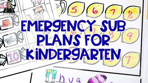 Emergency Sub Plans Print and Go Worksheets for Kindergarten | TPT