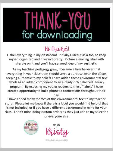 Chalkboard Classroom Labels - Environmental Text | TPT