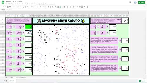 Spring & Easter - Fractions Digital Math Activity - Pixel Art | TPT