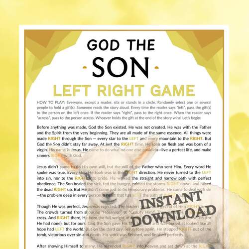 God the Son Left Right Game: Jesus Christian Printable Group Activity