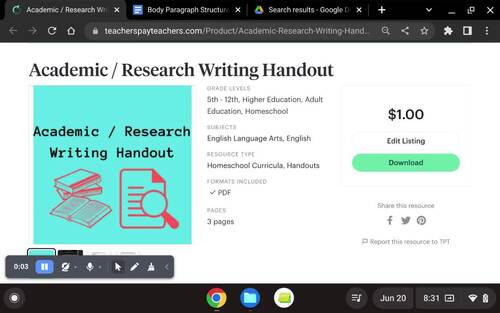 Academic / Research Writing Handout by The Drama GOAT | TPT