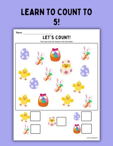 Easter Bunny Counting Pack: Count to 5 with Pictures & Trace to 20