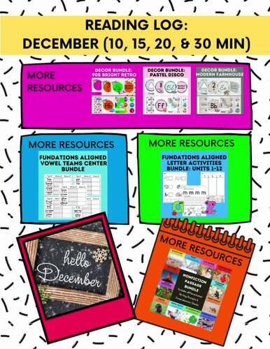 December Reading Log Coloring Homework by Ms Beh in K | TPT