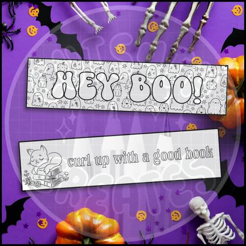 Halloween Coloring Bookmarks Pumpkins Bats Cute Fall Party Ideas