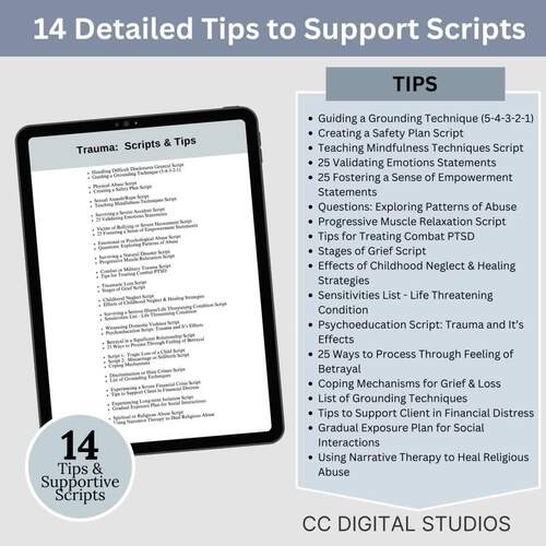 Trauma Therapy Scripts & Tips, Therapist Office Cheat Sheets, Trauma ...
