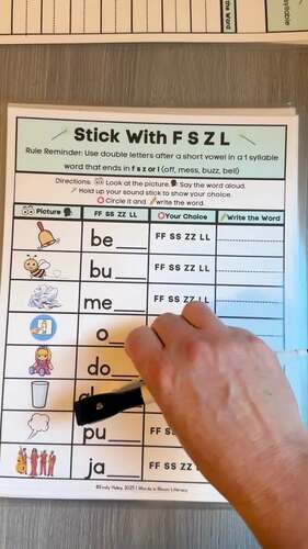 Sounds That Stick: FSZL Doubling Rule | Phonics Sorting Mats | TPT
