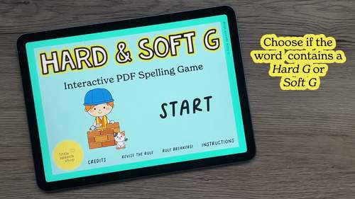 Hard or Soft G Spelling Game - Interactive PDF, Boom Cards™ Deck and ...