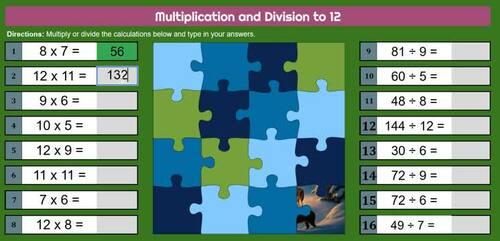 NO PREP-Digital Christmas Tree Multiplication and Division to 12 Jigsaw ...