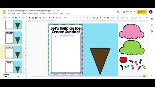 Ice Cream Craft | Google Classroom™ Activity | Writing Prompts in ...
