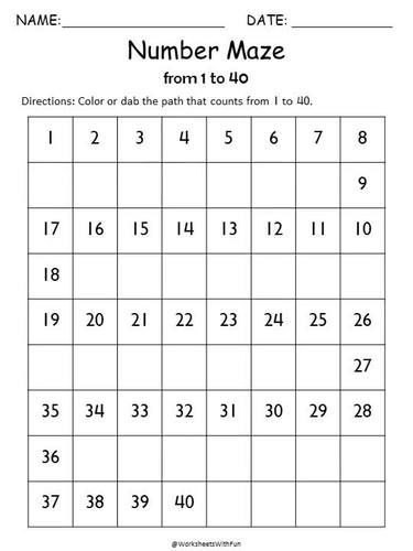 Number Maze Worksheets, Number Sequence, Kindergarten Morning Work, T ...
