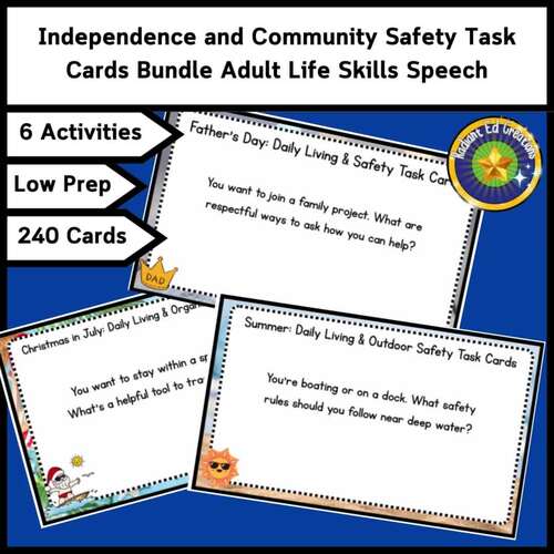 Independence and Community Safety Task Cards Bundle Adult Life Skills ...